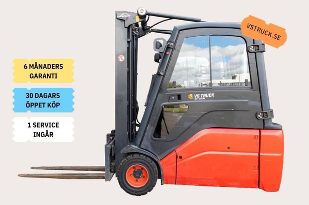 Linde E20L-01,Kompakt motviktstruck m batteri från 2019 säljes i Eslöv ...