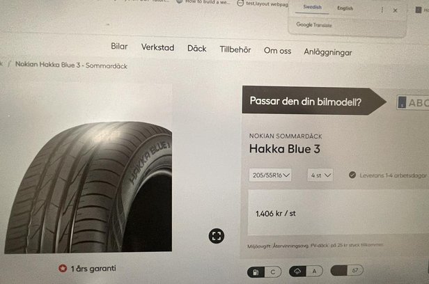 Sommardäcket: Nokian Hakka Blue 3 205/ 55R16 säljes i Lund | Blocket